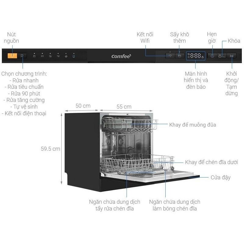 Máy rửa bát Comfee CDW-8F60RB » Nội Thất Mộc Tinh Hoa
